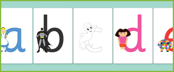 Early Learning Resources A4 Children’s TV / Film Character Alphabet ...