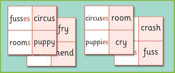 Early Learning Resources Phase 6 's' and 'es' Suffix Loop Cards