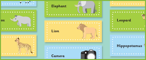 Early Learning Resources Editable Safari Labels