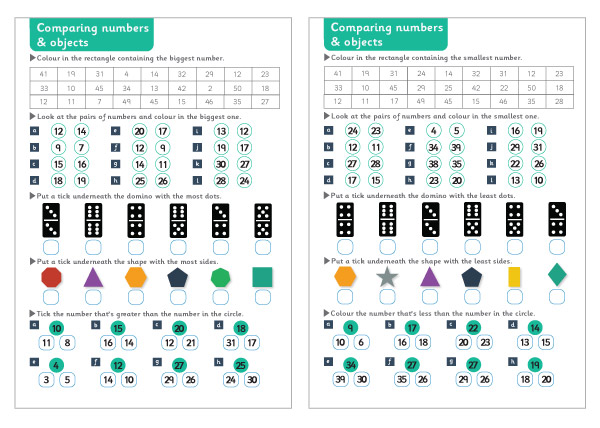 Early Learning Resources Comparing Numbers & Objects Maths Worksheets Early Learning Resources Comparing Numbers & Objects Maths Worksheets