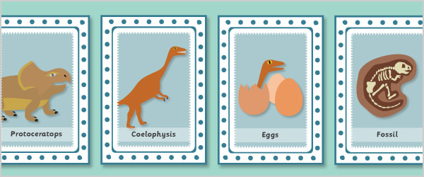 Early Learning Resources Dinosaur Snap Cards with Words