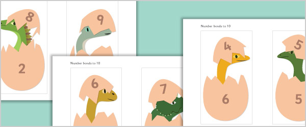 Early Learning Resources Hatching Dinosaurs: Number Bonds to 10 Picture ...