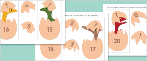 Early Learning Resources Hatching Dinosaurs: Number Bonds to 20 Activity