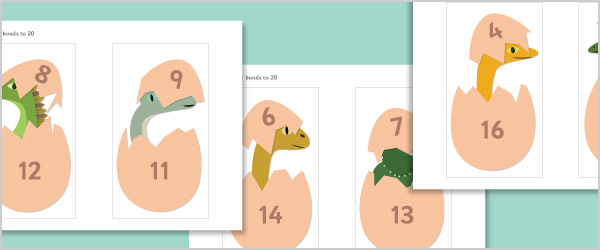Early Learning Resources Hatching Dinosaurs: Number Bonds to 20 Picture ...