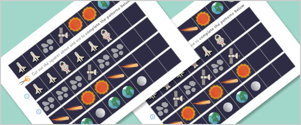 Early Learning Resources Space Complete the Pattern Worksheets