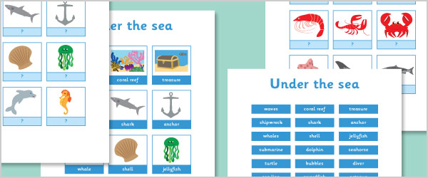 Early Learning Resources Under the Sea Vocabulary Activity