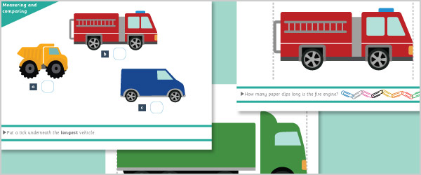 Early Learning Resources Vehicle Measuring and Comparing Activity Mats