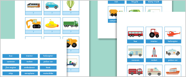 Early Learning Resources Vehicle Vocabulary Activity