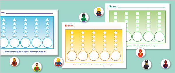 Early Learning Resources Shape Reward Chart & Superhero Stickers - Free ...