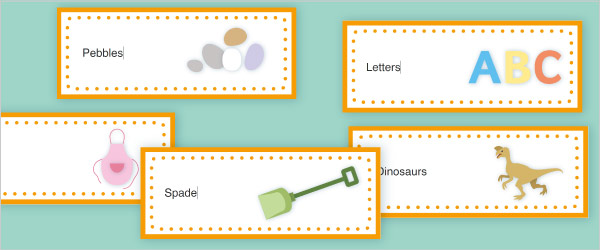 Early Learning Resources Editable Sand Area Classroom Signs / Labels ...