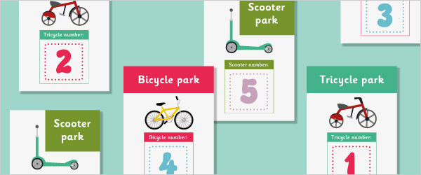 Early Learning Resources Tricycle, Scooter & Bike Parking Signs For ...