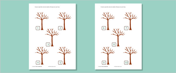 Early Learning Resources Autumn Leaves Counting Worksheet - Free Early ...