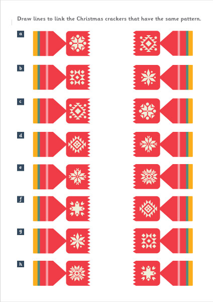 Early Learning Resources Christmas Cracker Pattern Matching Worksheet ...